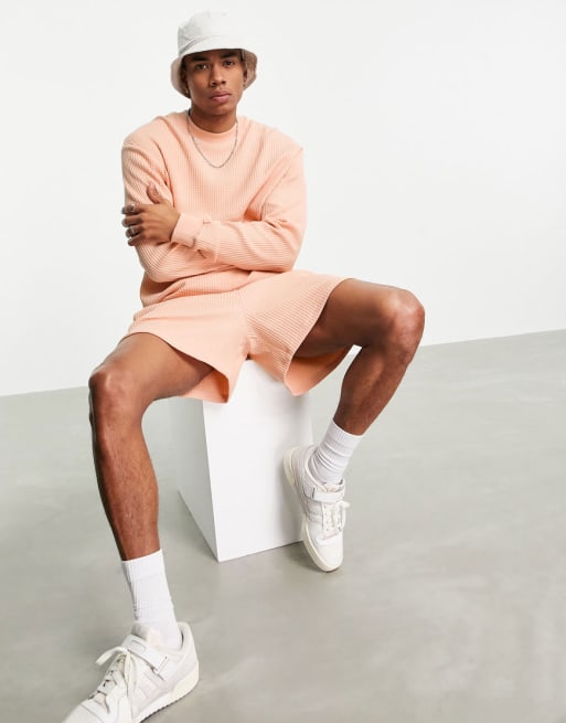ASOS DESIGN oversized set in orange jumbo waffle | ASOS