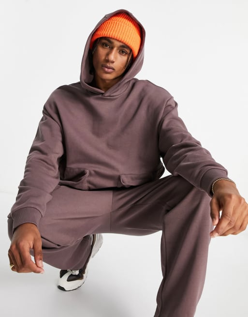 ASOS DESIGN oversized set with zip pouch pockets in washed brown | ASOS