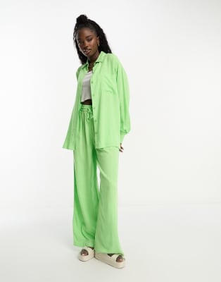 ASOS DESIGN - Pantalon d'ensemble en lin à enfiler - Vert pomme | ASOS