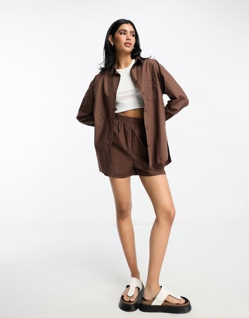 ASOS DESIGN pull on short set in chocolate | ASOS