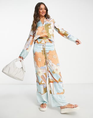 ASOS DESIGN - Pyjama en satin à motif floral rétro | ASOS