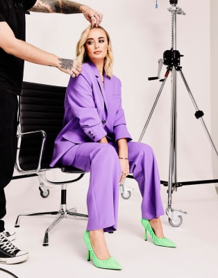 ASOS DESIGN relaxed wide leg flare suit in purple | ASOS