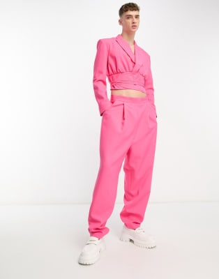 ASOS DESIGN – Różowy garnitur ze sznurowaniem | ASOS