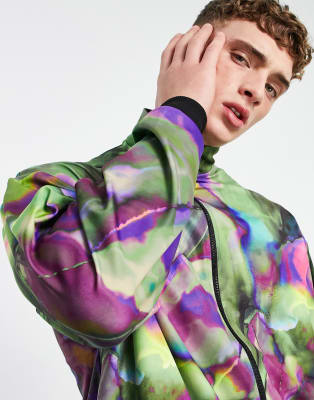 ASOS DESIGN set festival track jacket and shorts in all over print | ASOS