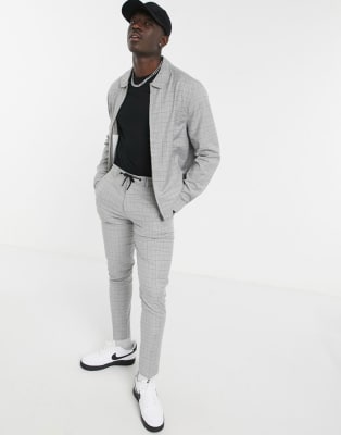 ASOS DESIGN set in grid check gray heather | ASOS