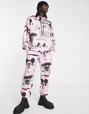 ASOS DESIGN set with Disney Mickey Mouse all-over prints in pink ...
