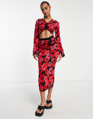 ASOS DESIGN set with ruched front in floral pattern | ASOS