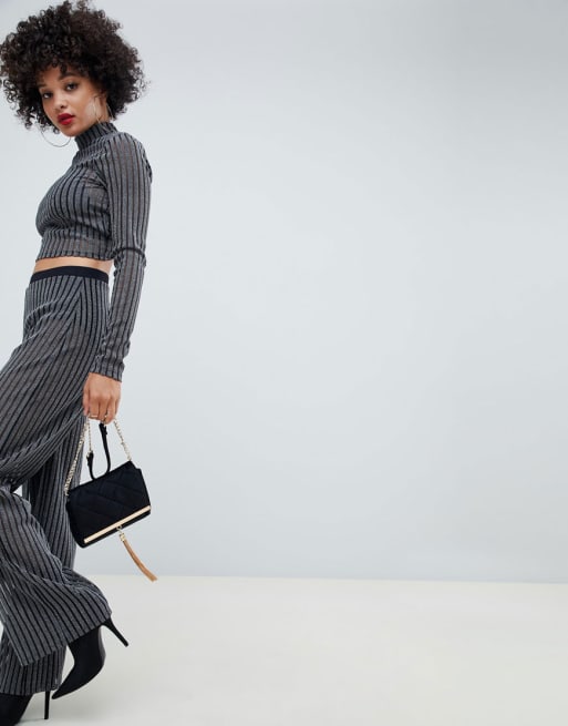 ASOS DESIGN silver glitter stripe two-piece | ASOS
