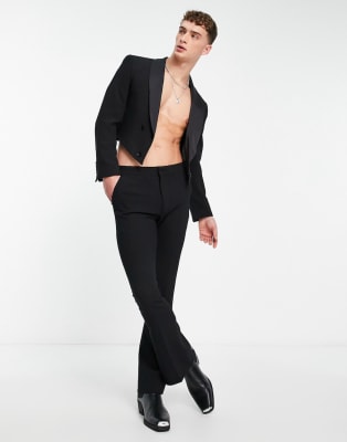 ASOS DESIGN skinny flare suit in black | ASOS