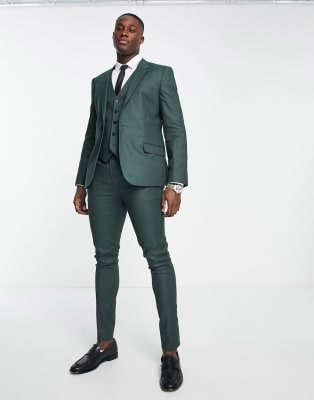 ASOS DESIGN - Skinny pak van linnenmix in bosgroen | ASOS