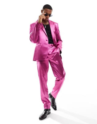ASOS DESIGN skinny suit in pink satin | ASOS