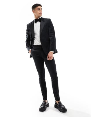 ASOS DESIGN skinny tuxedo suit in black velvet | ASOS
