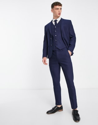 ASOS DESIGN skinny wool mix suit in navy twill | ASOS