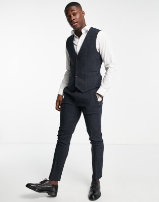 ASOS DESIGN skinny wool mix suit in navy twill | ASOS