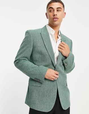 ASOS DESIGN - Slim fit pak in bosgroen met crosshatch textuur | ASOS