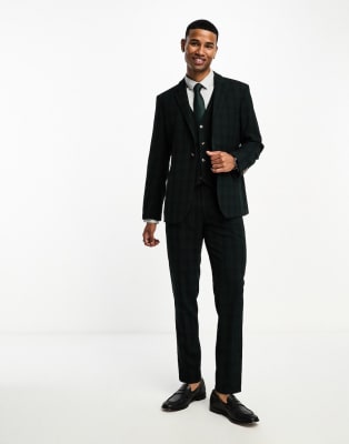 ASOS DESIGN - Slim-fit pak met ruitjes in bosgroen | ASOS