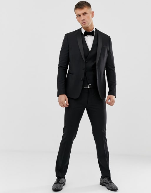 ASOS DESIGN slim tuxedo in black 100% wool | ASOS
