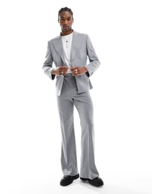 ASOS DESIGN slim vintage flare suit in light gray | ASOS