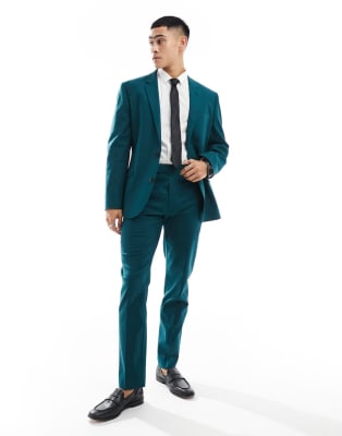 ASOS DESIGN - Smal pak van linnenmix in bosgroen | ASOS