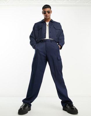 ASOS DESIGN smart co-ord in navy twill | ASOS
