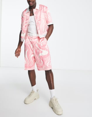 ASOS DESIGN smart co-ord in pink swirl print | ASOS