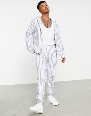 ASOS DESIGN smart co-ord in white and blue stripe | ASOS