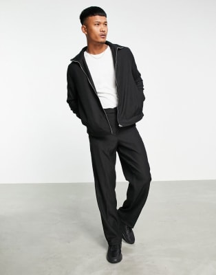 ASOS DESIGN smart co-ord with leopard jacquard in black | ASOS