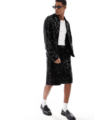 ASOS DESIGN smart sequin set in black | ASOS