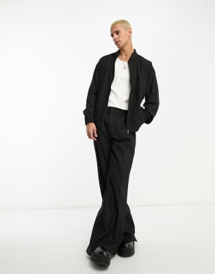 ASOS DESIGN smart set 80's bomber jacket in black | ASOS