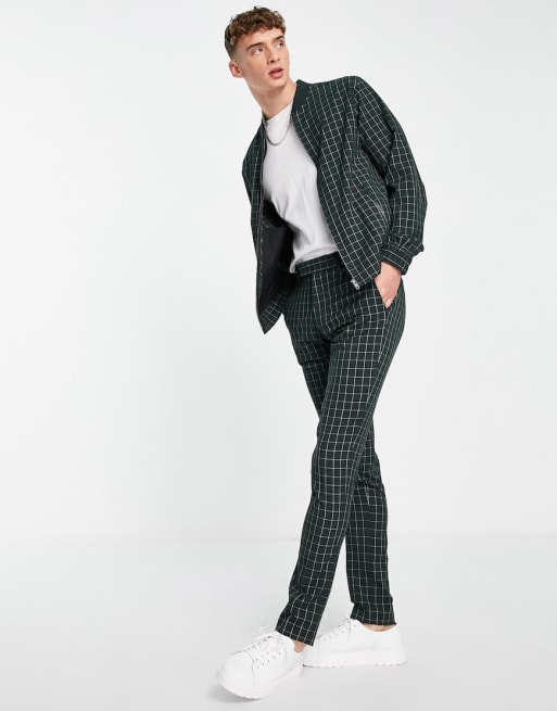 ASOS DESIGN smart set in forest green grid check | ASOS