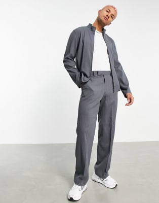 ASOS DESIGN smart set in gray crinkle | ASOS