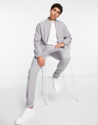 ASOS DESIGN smart set in gray grid check | ASOS