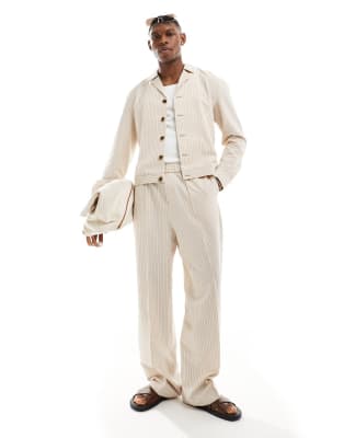 ASOS DESIGN smart set in linen stripe | ASOS