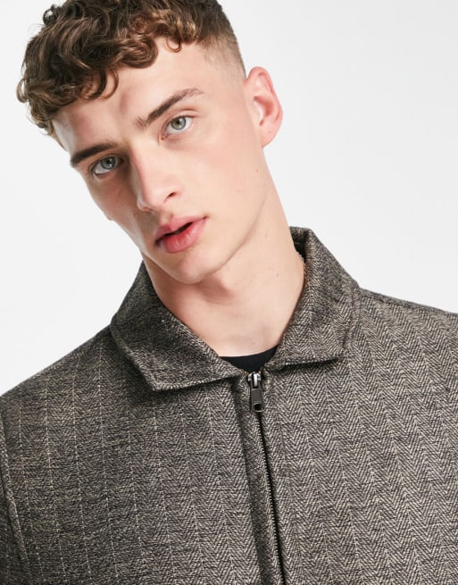 ASOS DESIGN smart skinny co-ord with herringbone in brown | ASOS
