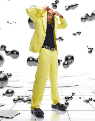 ASOS DESIGN suit in yellow crinkle | ASOS