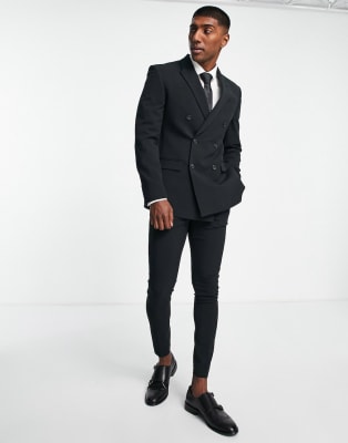 ASOS DESIGN - Super skinny double breasted pak in zwart | ASOS