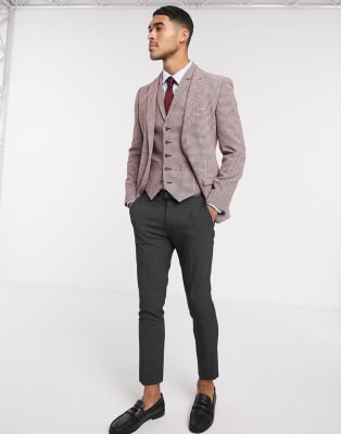 ASOS DESIGN super skinny two piece in burgundy microtexture | ASOS