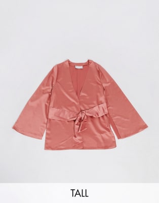 ASOS DESIGN – Tall – Rosa kostym i mjuk satin | ASOS