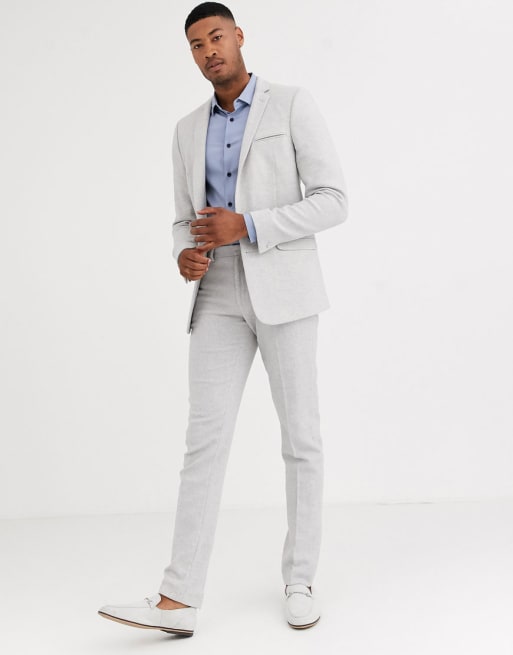 ASOS DESIGN Tall wedding skinny suit in ice grey twill | ASOS