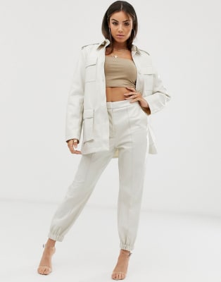 ASOS DESIGN vinyl suit in ivory | ASOS