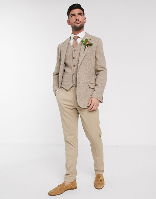 ASOS DESIGN wedding Harris Tweed slim blazer and suit vest herringbone ... ASOS DESIGN wedding Harris Tweed slim blazer and suit vest herringbone ...