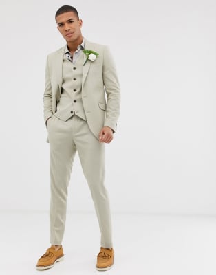 ASOS DESIGN wedding skinny suit in stone micro texture | ASOS