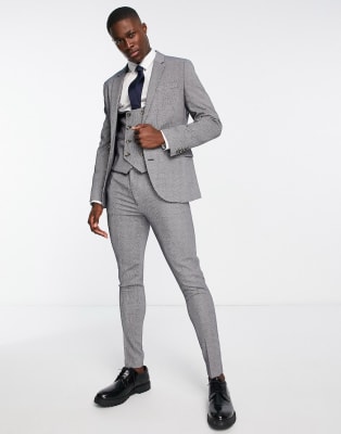 ASOS DESIGN wedding super skinny suit in birdseye texture in tan | ASOS