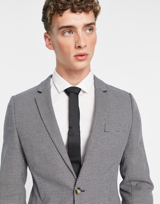 Asos Design Wedding Super Skinny Suit In Birdseye Texture In Tan Asos