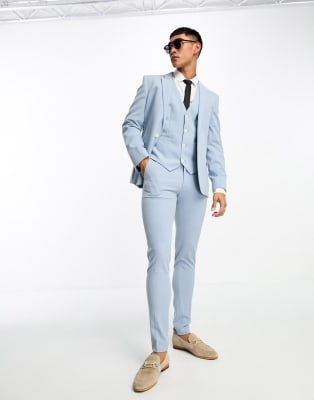 ASOS DESIGN Wedding super skinny suit in pale blue | ASOS