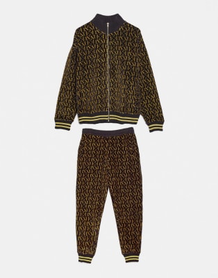 ASOS EDITION two-piece in velour with logo in brown | ASOS