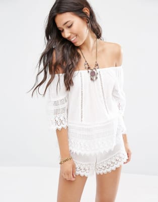 ASOS Lace Panel Off Shouder Beach Co-ord | ASOS