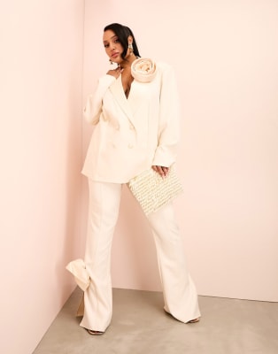 ASOS LUXE Curve - Ensemble blazer oversize et pantalon skinny évasé à grosse fleur | ASOS