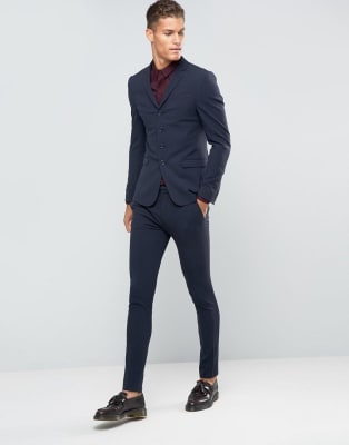 ASOS Super Skinny Four Button Navy Suit | ASOS