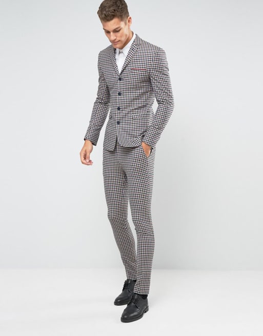 ASOS Super Skinny Four Button Suit in Check | ASOS